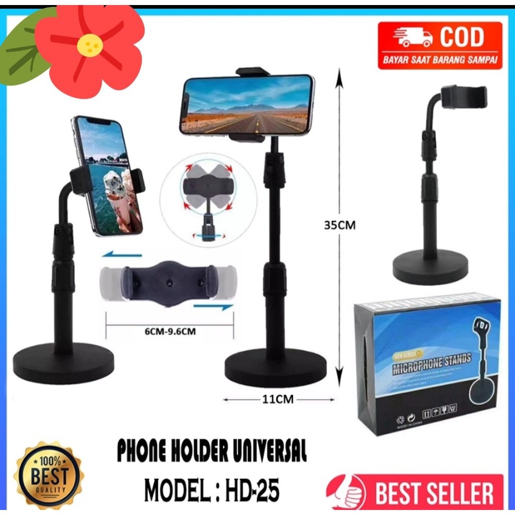 Jual holder hp meja fleksibel 360° model tiang HD25 desktop phone stand ...
