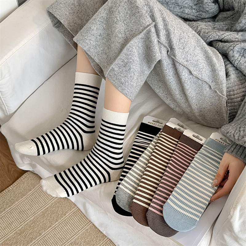 Jual Hey Bliss - Long Stripe Korean Socks / Kaos Kaki Tinggi Premium ...