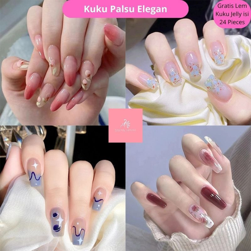 Jual Swan 2 24 pcs kuku palsu extension kuku palsu / kuku nail alat ...