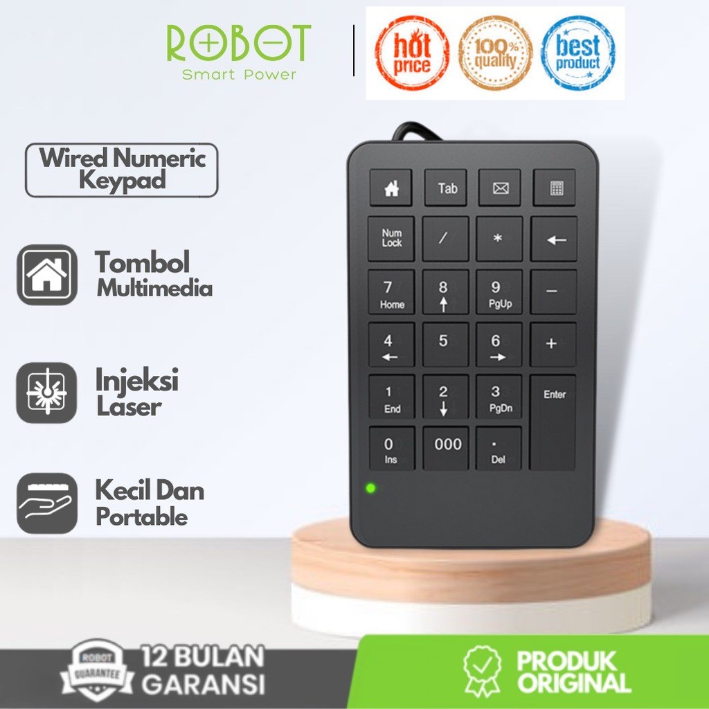 Jual NUMPAD RK01 Wired Numeric Keypad Black ROBOT ORIGINAL Keyboard ...