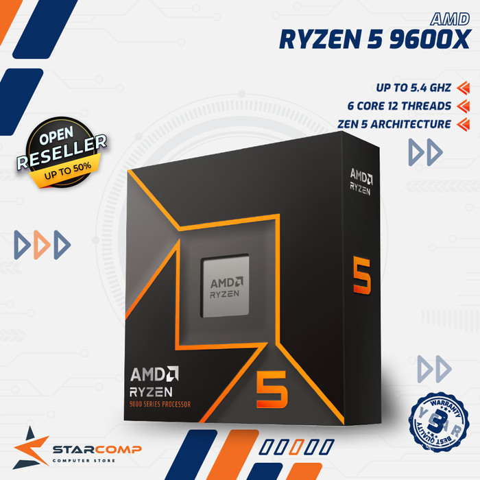 Jual AMD RYZEN 5 9600X Processor AM5 6 Core 12 Threads 5.4Ghz 9600 X ...