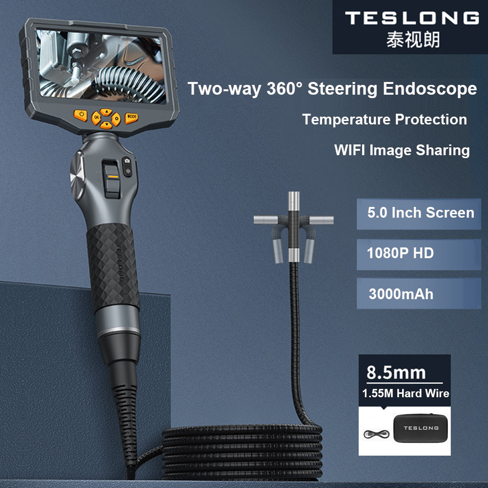 Jual TESLONG TD500 5 Inch IPS Screen Two Way 360° Steering Endoscope 1 ...