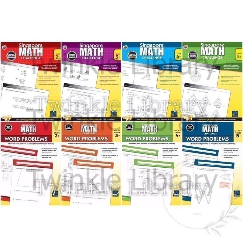 Jual Singapore MATH Challenge & Word Problems Grades 2+ 3+ 4+ 5+ 6 7 ...