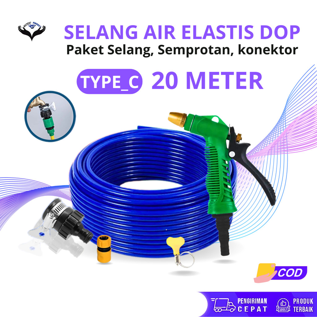 Jual SATU SET SEMPROTAN SELANG AIR FLEKSIBEL 20 METER 1 ROL SEMPROTAN ...