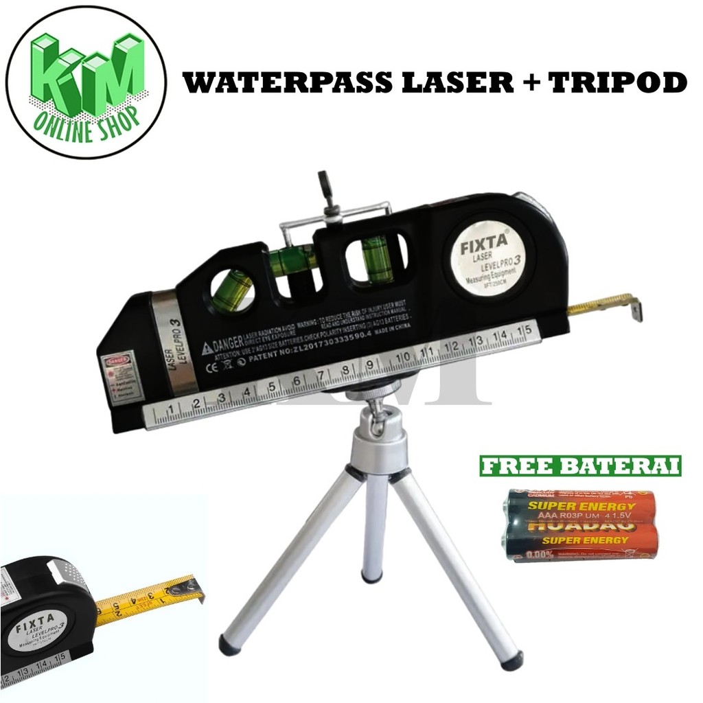 Jual Laser Waterpass Horizontal Vertical Level Measure Tape Aligner ...