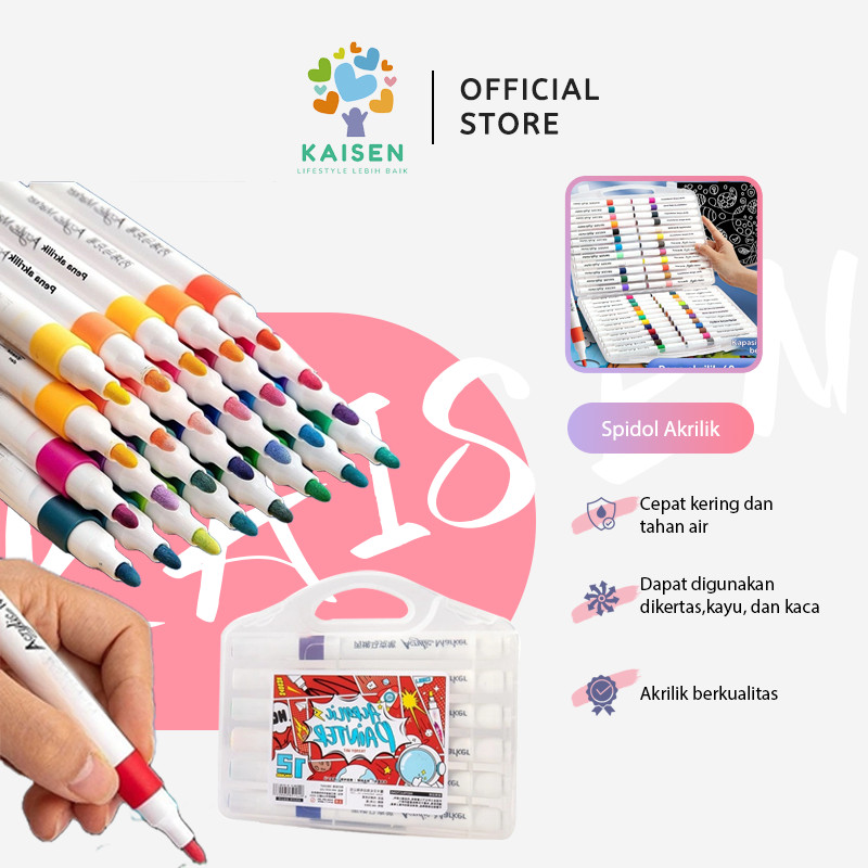 Jual KAISEN Spidol Akrilik Acrylic Marker Set 12/24/36/48 Warnas Paint ...