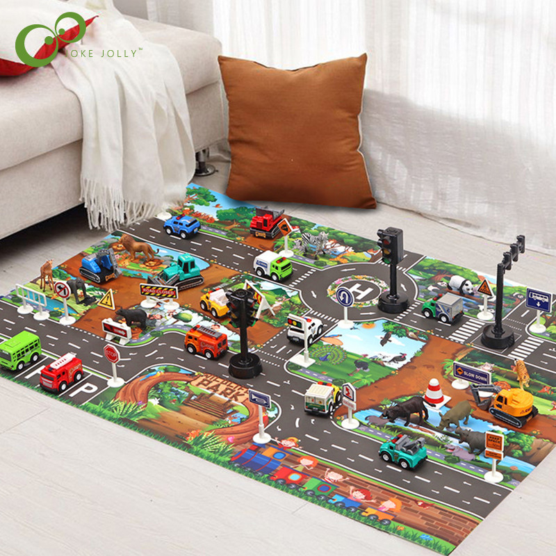 Jual Baby Play Mat City Traffic Road Map Mat Carpet City Car Parking ...