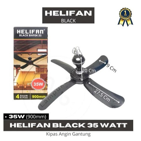 Jual Arashi Kipas Angin Gantung Helifan Black 4 Baling / Helifan Arashi ...