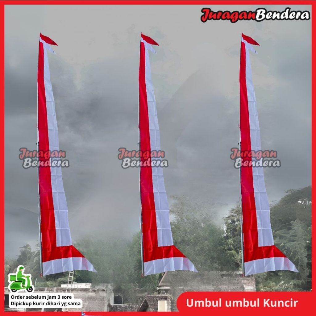 Jual Umbul umbul Kuncir Merah Putih 4 Meter | Umbul Agustusan Dekorasi ...