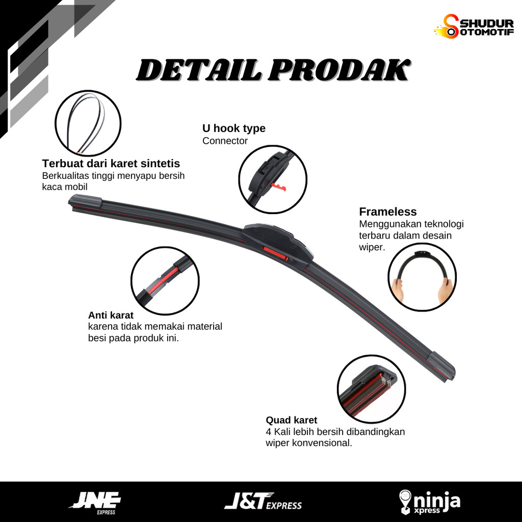 Jual Wiper Mobil Honda BRV / BR-V 2022-2024 Model Quad Blade 4 Karet 2 ...