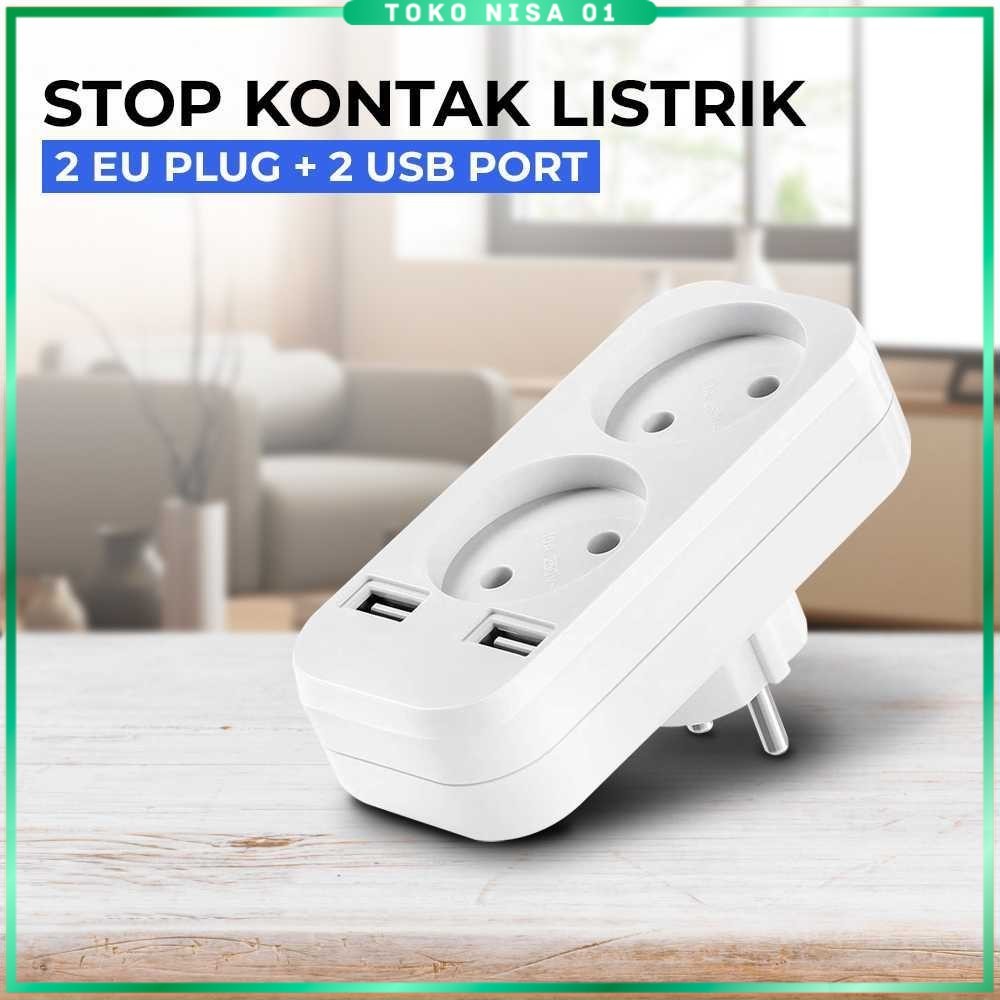 Jual Wallpad Stop Kontak Listrik Safety Power Wall 2 EU Plug dan 2 USB ...