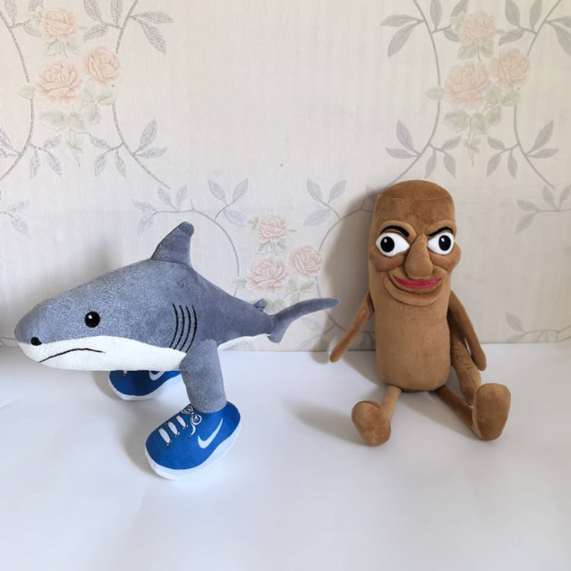 Jual Tung Tung Sahur Shark Plush Toy 50cm Doll Wooden Stick Figure Soft ...