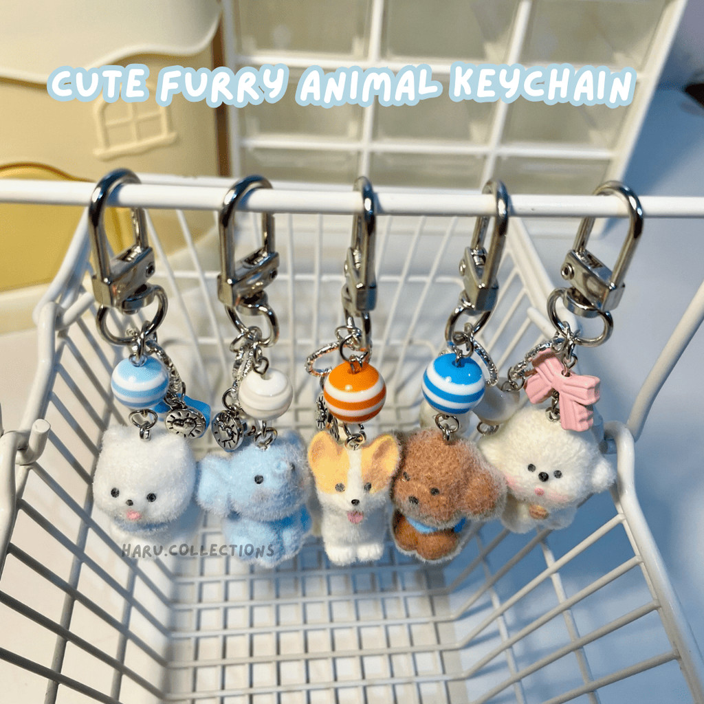 Jual [HARU] Cute Furry Animal Keychain Gantungan Kunci Bulu Lembut ...
