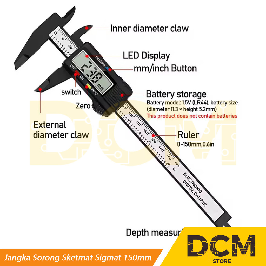 Jual Jangka Sorong Sketmat Sigmat Digital Vernier Caliper / Kaliper 150mm | Shopee Indonesia