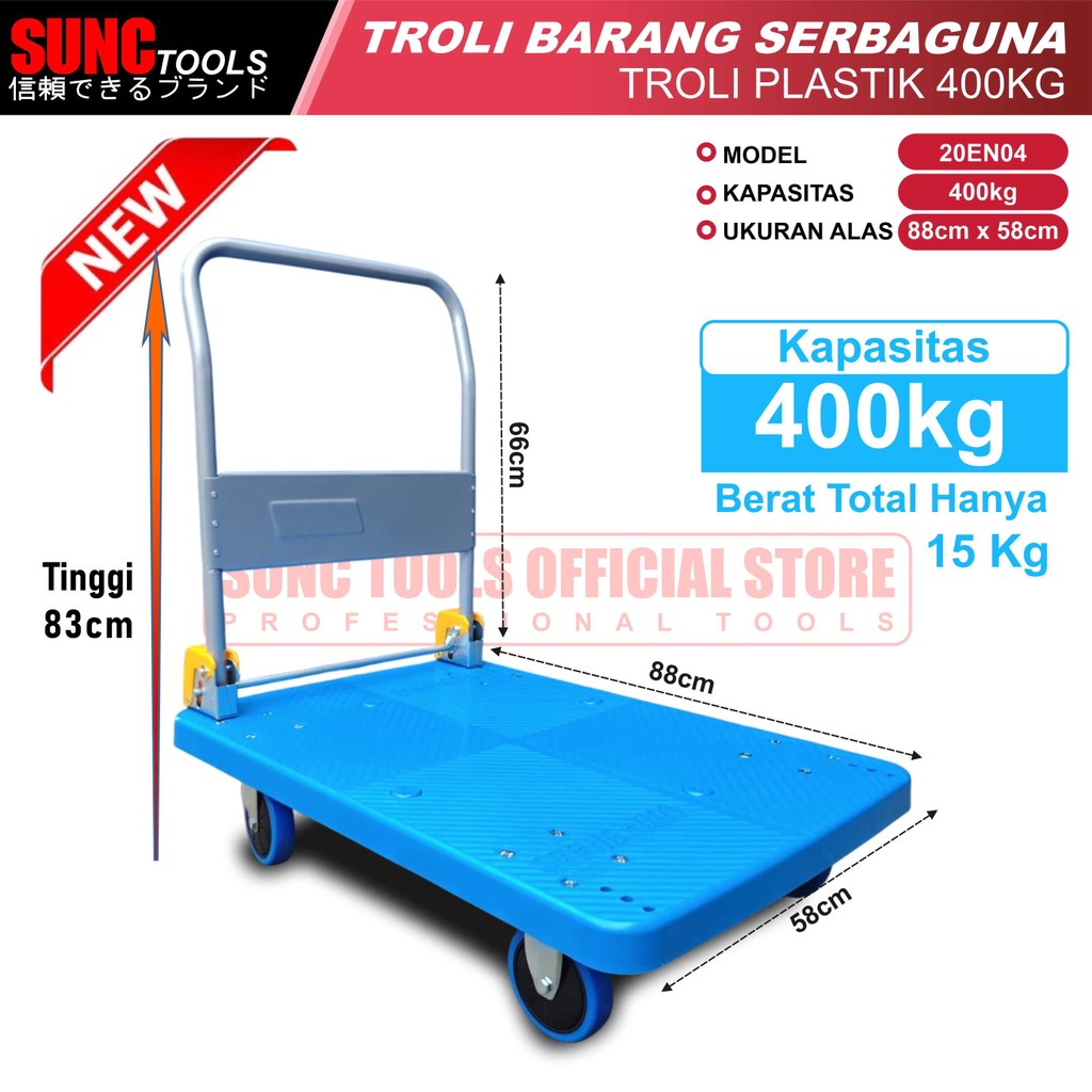 Jual SUNC TOOLS Troli Barang Platform Hand Truck Tolley Trolli Plastik ...