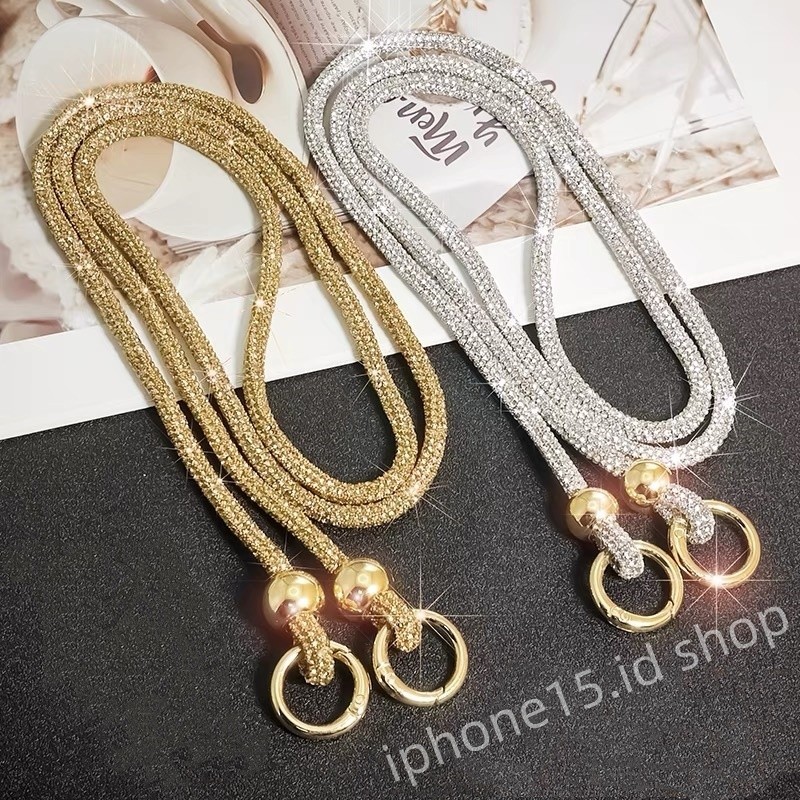 Jual Luxury sparkling diamond phone case crossbody hanging chain for ...
