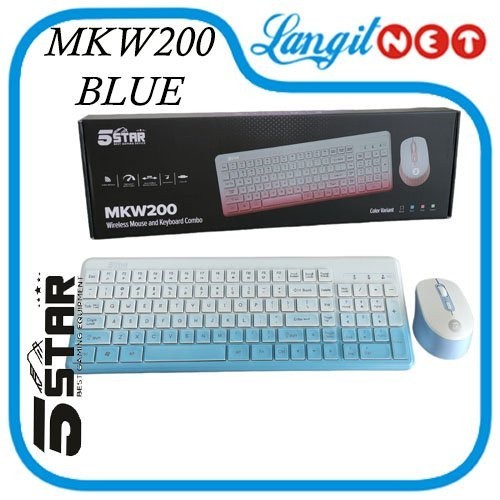 Jual KEYBOARD DAN MOUSE WIRELESS 5STAR MKW200 BLUE | Shopee Indonesia