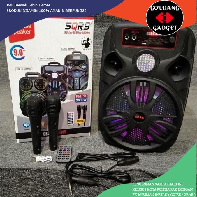Jual SQRS-815 NEW SPEAKER BLUETOOTH 9 INCH BASS SOUND PLUS 2 MIC KARAOKE SQRS 815 SPIKER BLUTUT ...