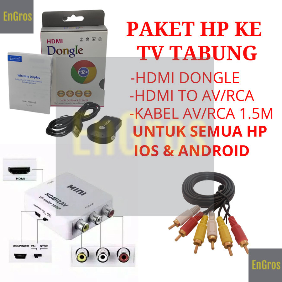 Jual Paket Anycast Miroring hp ke tv tabung anycast Hdmi Dongle ...