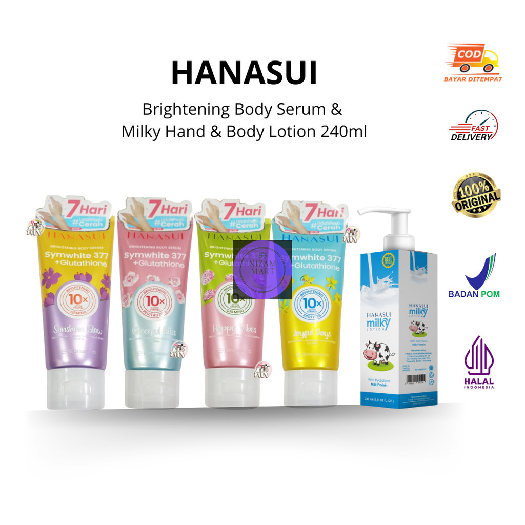 Jual HANASUI Brightening Body Serum & Milky Hand & Body Lotion 240ml | Shopee Indonesia