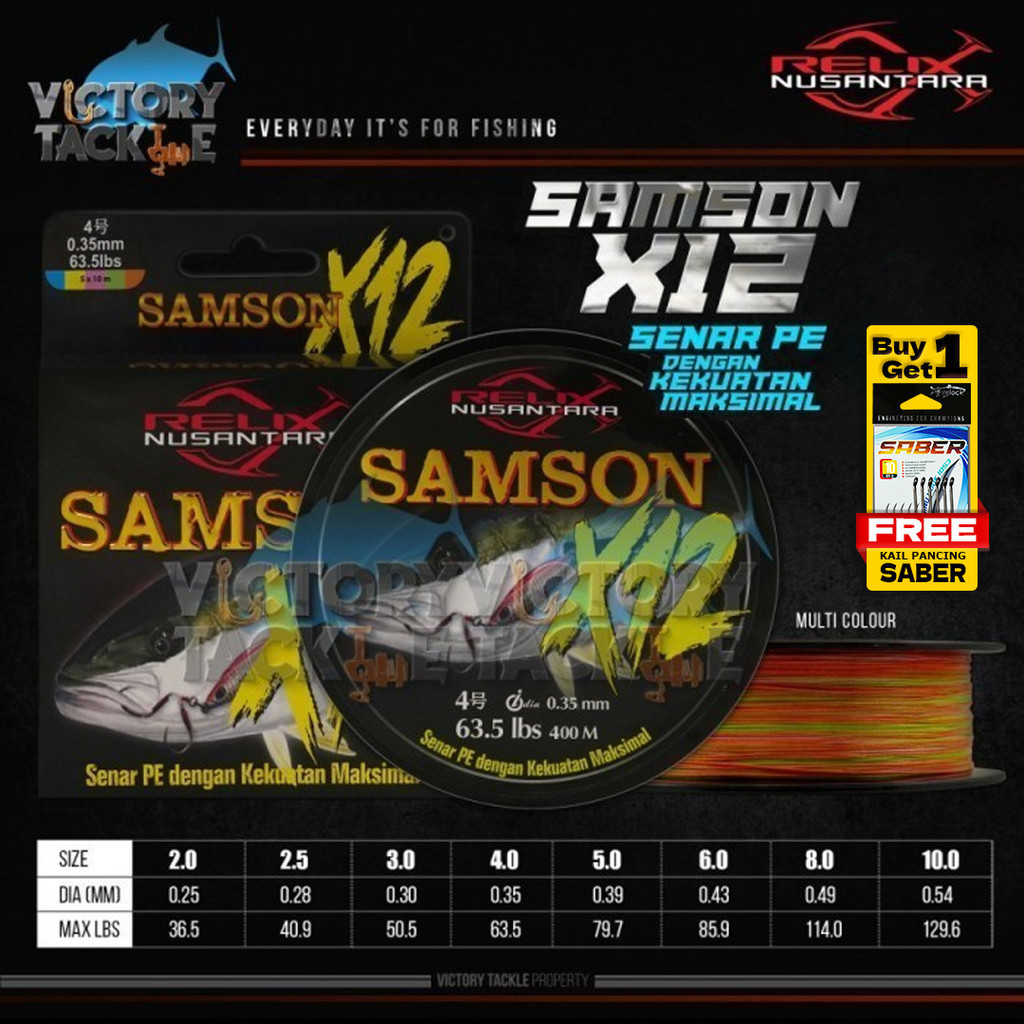 Jual EXTRA BONUS | RELIX NUSANTARA SAMSON X12 MULTICOLOUR 400 METER ...