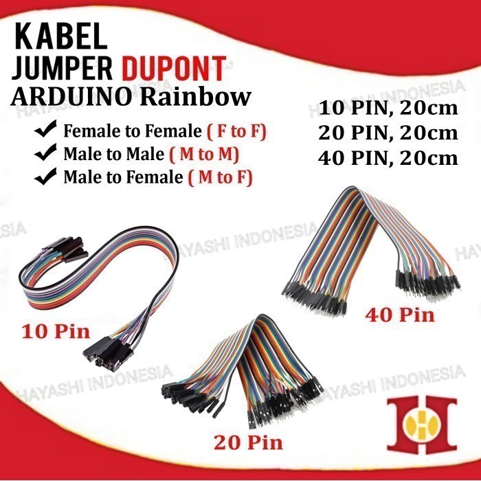 Jual Cable Jumper Kabel Arduino Pelangi Rainbow Raspberry Breadboard ...