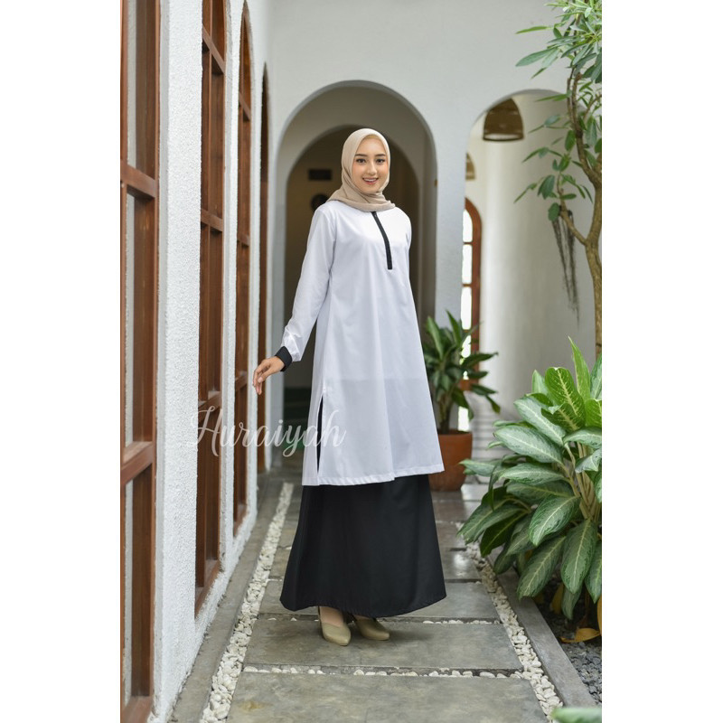 Jual SETELAN ROK MODEL KURUNG MELAYU toyobo HURAIYAH /Hitam Putih Polos ...