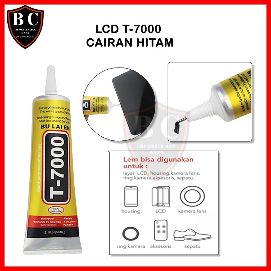 Jual LEM TOUCHSCREEN T7000 15ML - LEM CASING HP LEM LCD T-7000 CAIRAN HITAM - BC1 | Shopee Indonesia