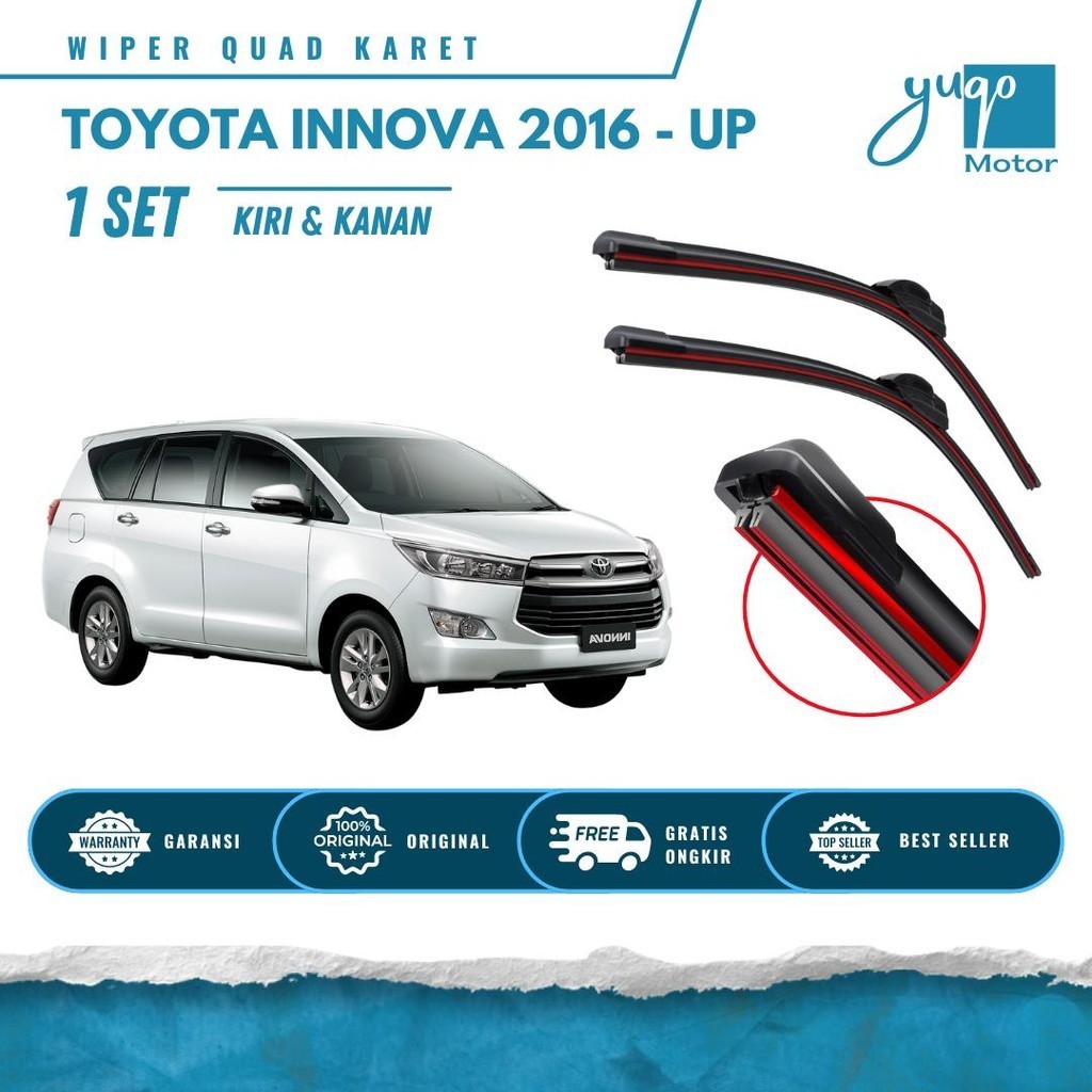 Jual Wiper Quad 4 Karet Toyota Innova 2016-Up Frameless Model Karet ...