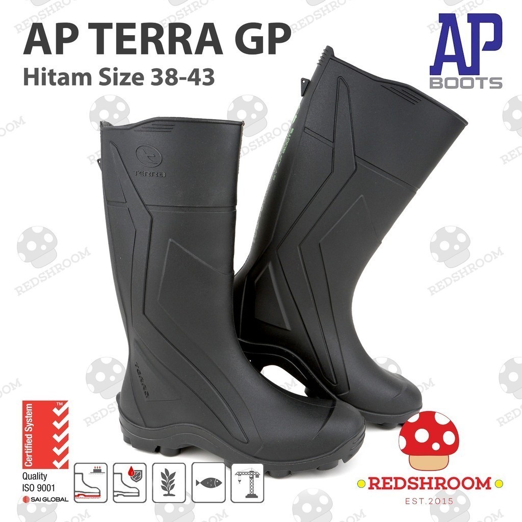 Jual Sepatu Boot Tinggi TERRA GP Hitam AP BOOTS Anti Slip Air Lentur ...