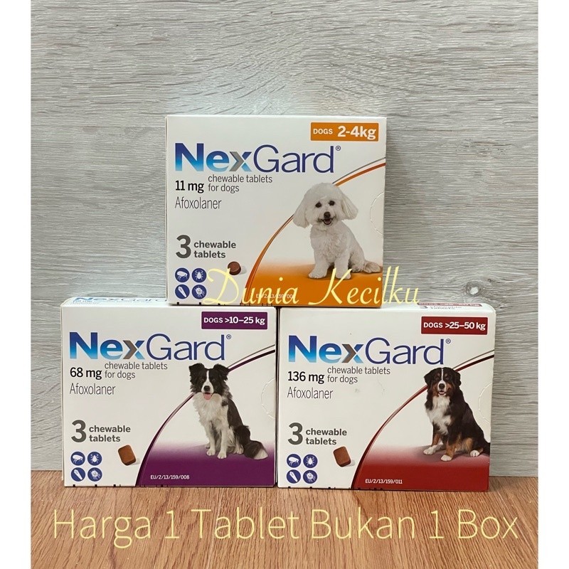 Jual EF56H Nexgard Obat Kutu dan Demodex Anjing Tablet Kunyah Original ...