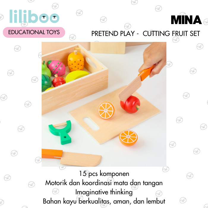 Jual LILIBOO MINA Mainan Anak Montessori Kayu Magnetic Cutting Fruit ...