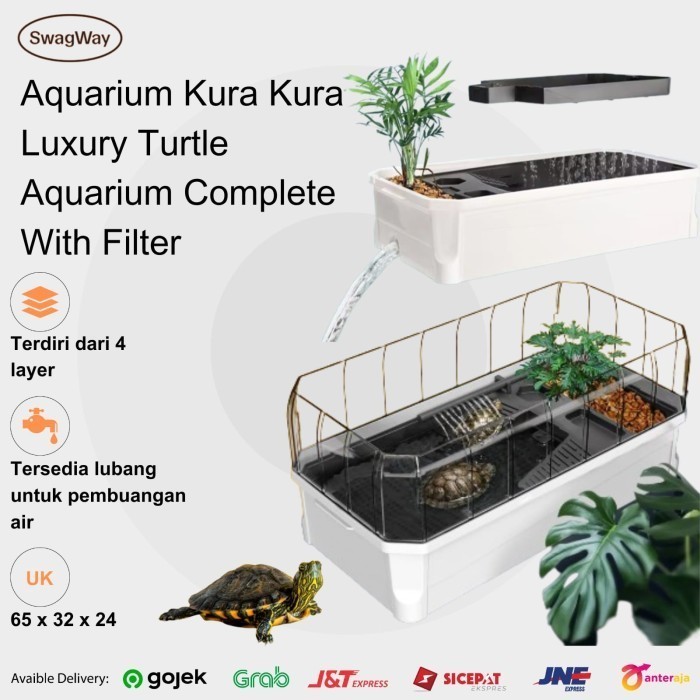 Jual Aquarium Kura Kura Full Set Dengan Filter - Kandang Kura Kura Luxury Turtle Tank Aquarium ...