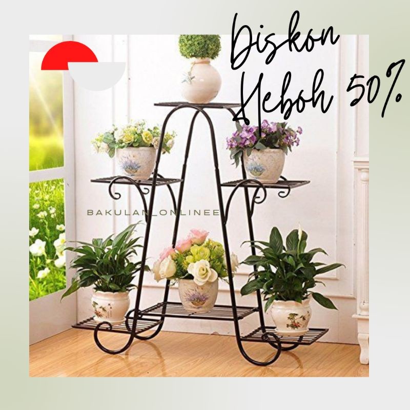 Jual Rak Bunga Besi / Standing Pot A / Rak Bunga Susun 6 | Shopee Indonesia
