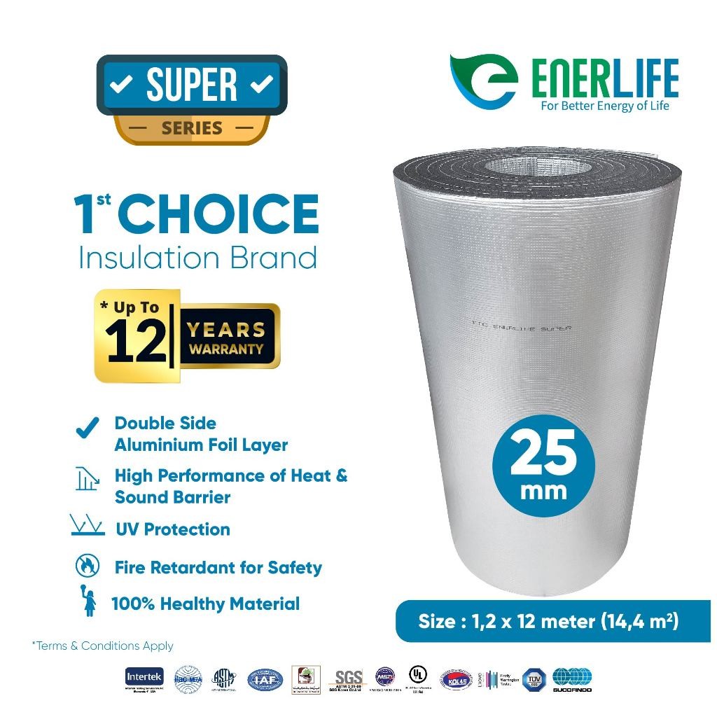 Jual ENERLIFE SUPER Aluminium Foil Atap XPE Foam Tebal 25mm | Shopee Indonesia