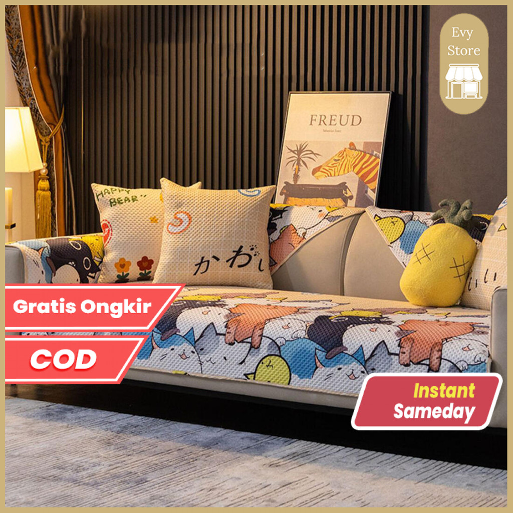 Jual Evy Store Cover Alas Selimut Sofa 1 2 3 4 L Seater Motif Cartoon ...