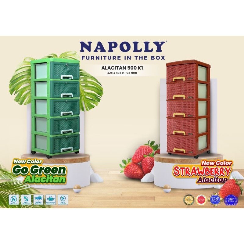 Jual NAPOLLY - ALACITAN 500 K1 - RAK LACI CABINET RODA | laci plastik 5 ...