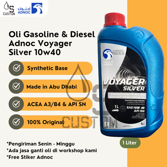 Jual Oli Adnoc Voyager Silver 10w40 1L Synthetic Base Gasoline And ...