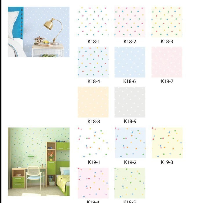 Jual WALLPAPER DINDING ANAK KARTUN POLKADOT SIMPLE KUNING BIRU HIJAU PINK | Shopee Indonesia