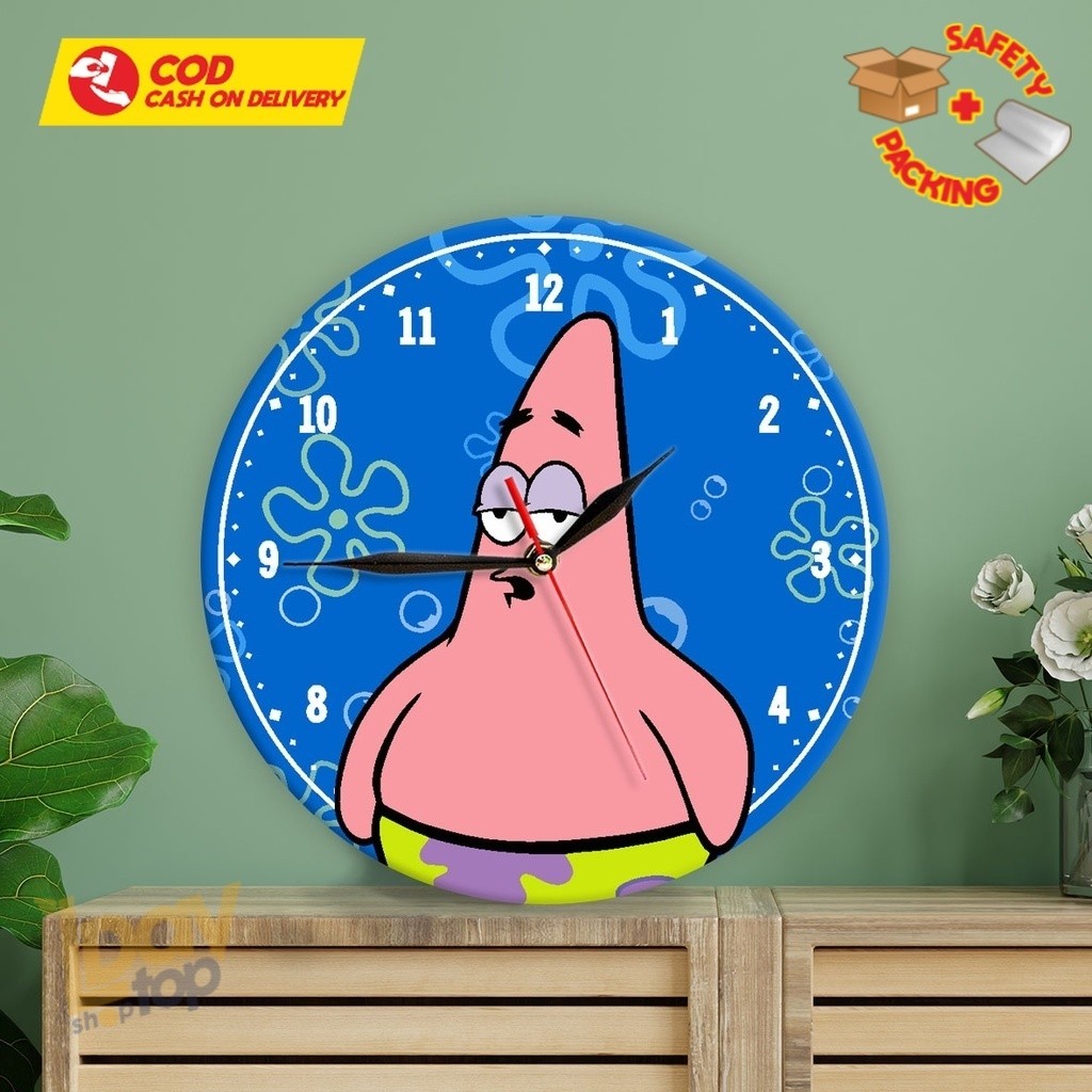 Jual Jam Dinding Karakter Kayu MDF 30cm Kartun Animasi Spongebob ...