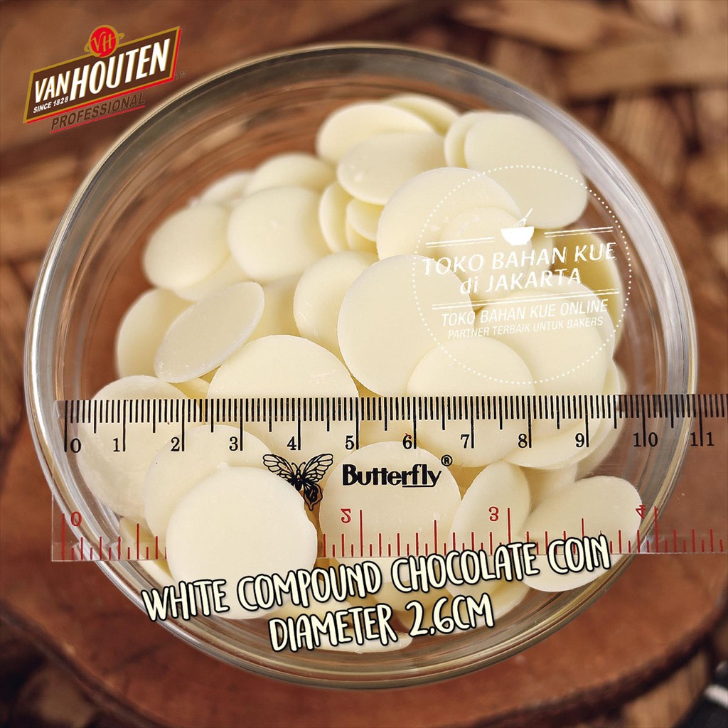 Jual Van Houten 100gr Compound White Coin Chocolate Putih Professional Baking | Shopee Indonesia