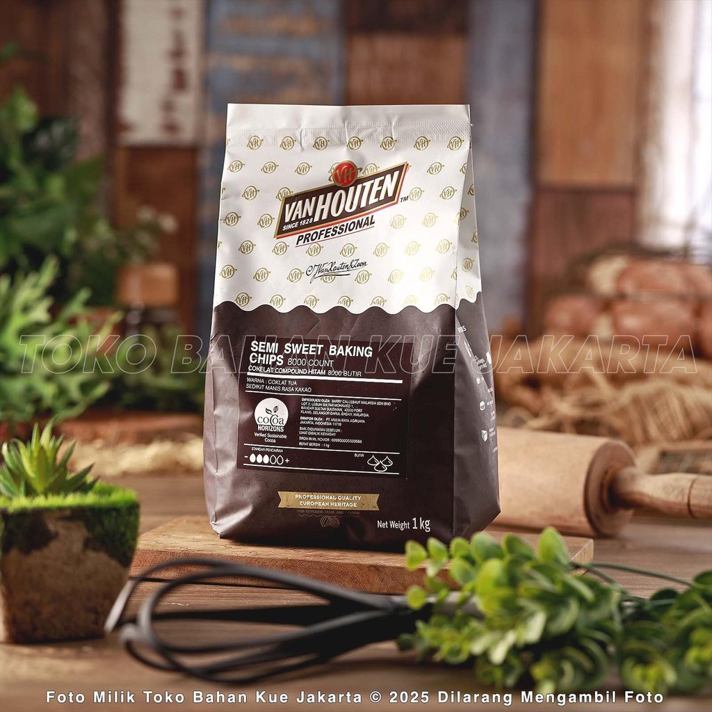 Jual Van Houten - Semi Sweet Baking Chips 1kg ASLI Topping Choco Chip ...