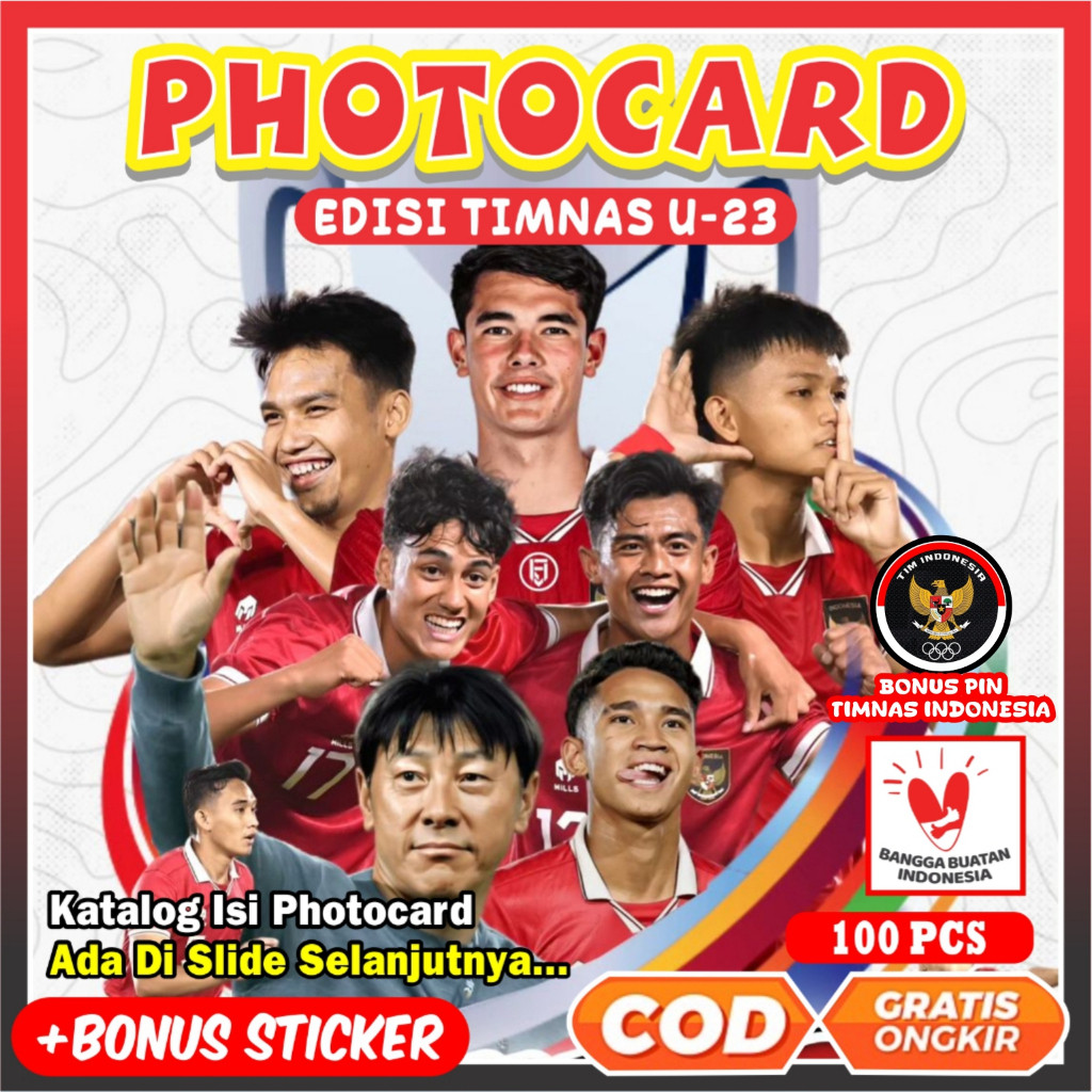Jual Photocard 100 Pcs Edisi Timnas U-23 Bonus Sticker + PIN TIMNAS ...