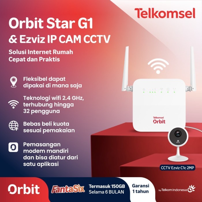 Jual Telkomsel Orbit Star G1 Modem Wifi 4G + Ezviz Wifi CCTV Camera ...