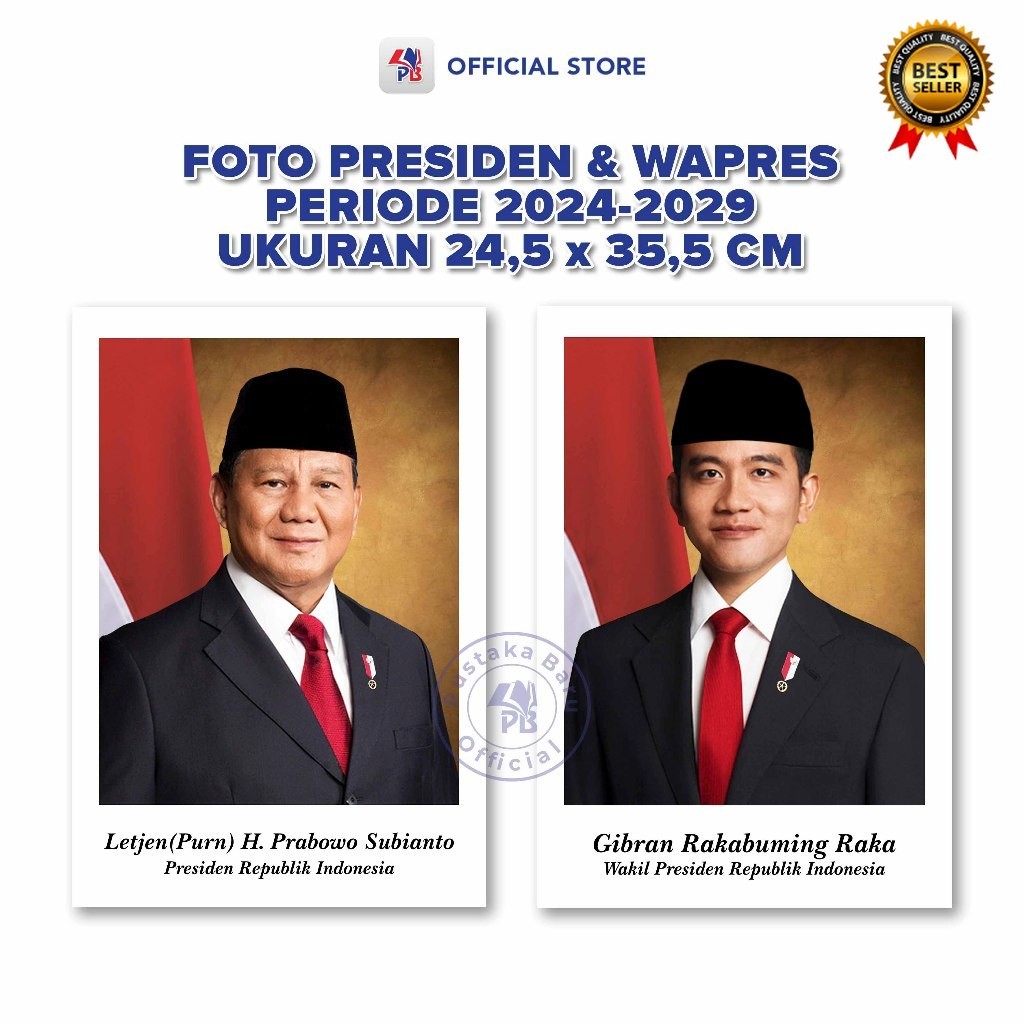 Jual Foto Presiden Dan Wakil Presiden Indonesia 2024 - 2029 Prabowo ...