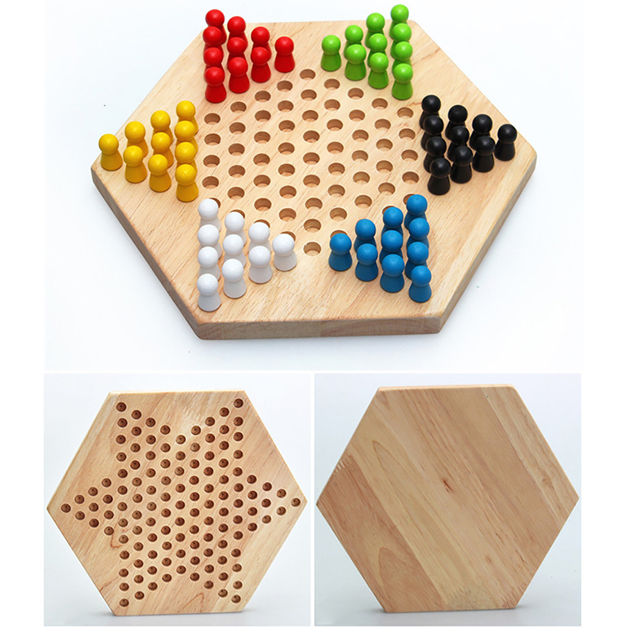 Jual Wooden Educational Board Kids Classic Halma Chinese Checkers Set ...