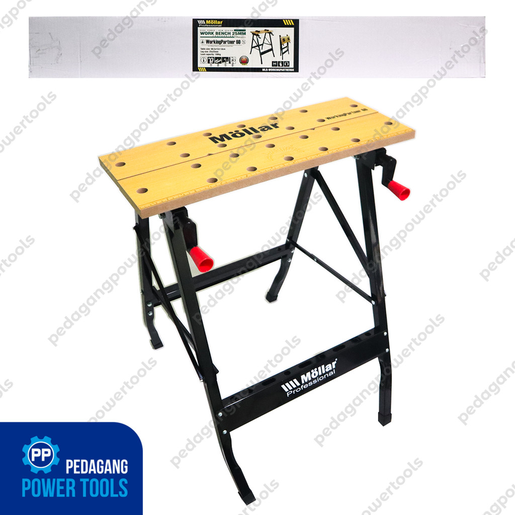Jual MOLLAR Meja Kerja Tukang 60 x 12 cm Folding Work Bench Portable Wood Workmate Clamp ...