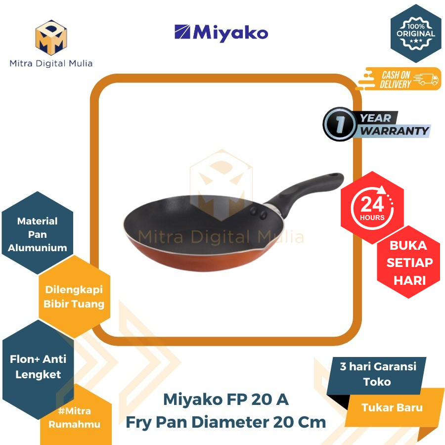 Jual Miyako FP 20 A Cookware Fry Pan 20 cm | Shopee Indonesia