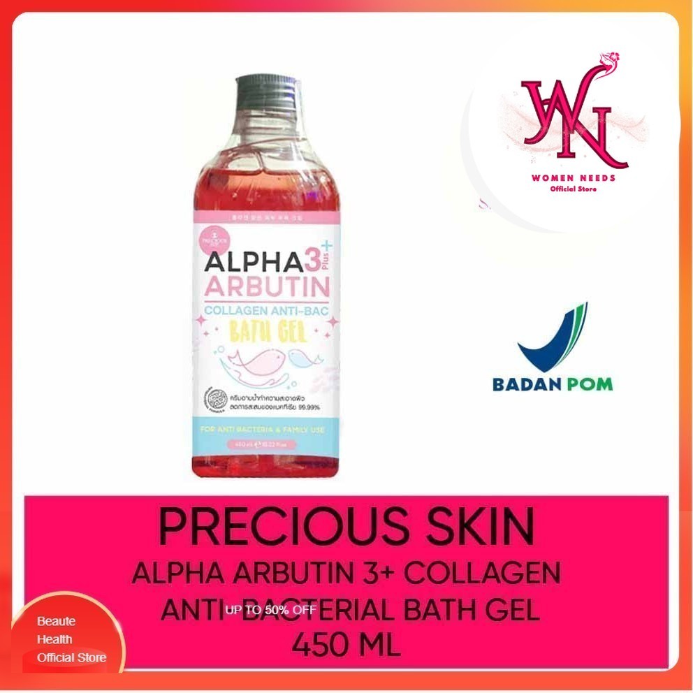 Jual Alpha Arbutin Collagen Anti Bacterial Bath Gel 450ml Precious Skin ...
