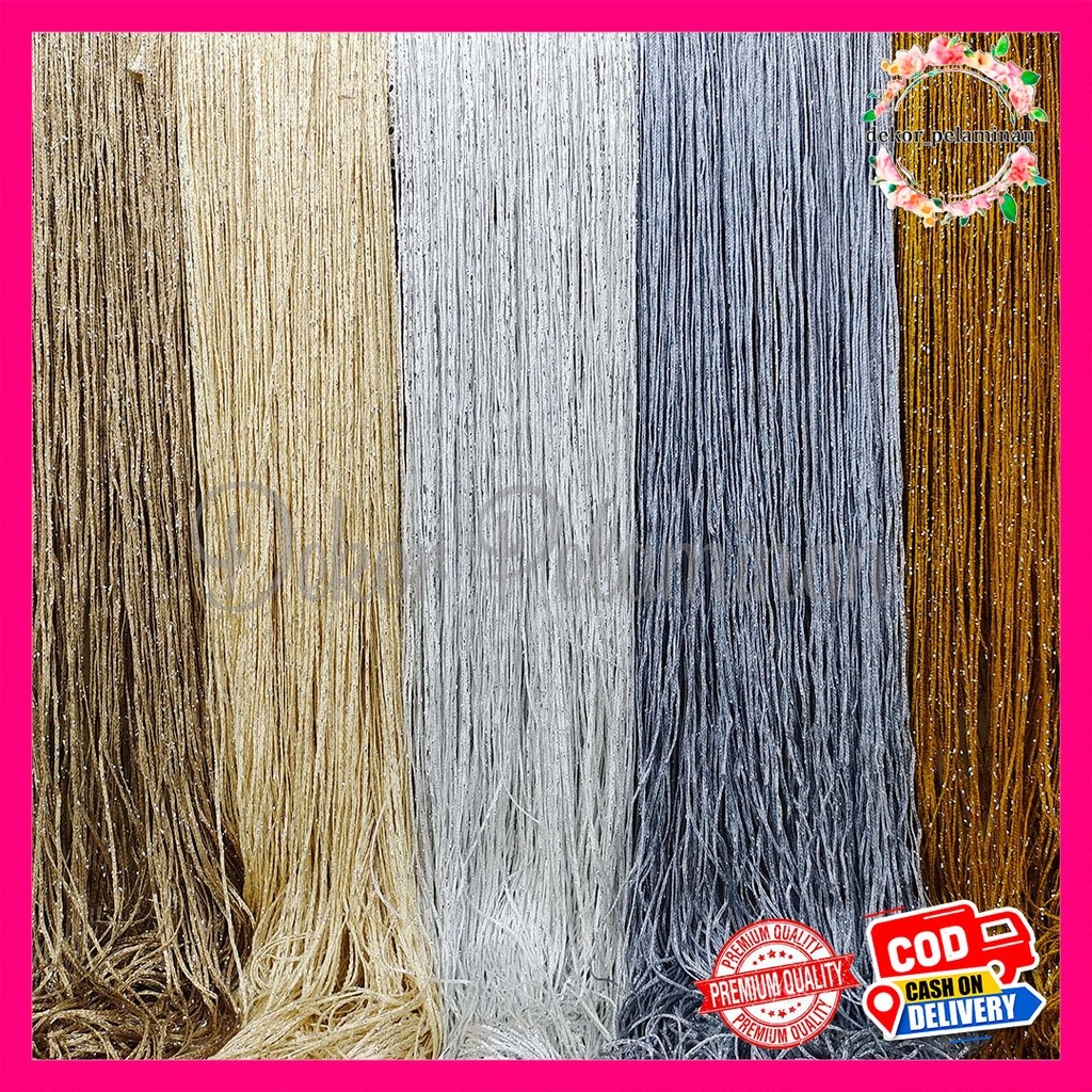 Jual COD TIRAI BENANG GLITER UKURAN 3X3 & 1X3 & 1X2 DEKORASI - TIRAI ...
